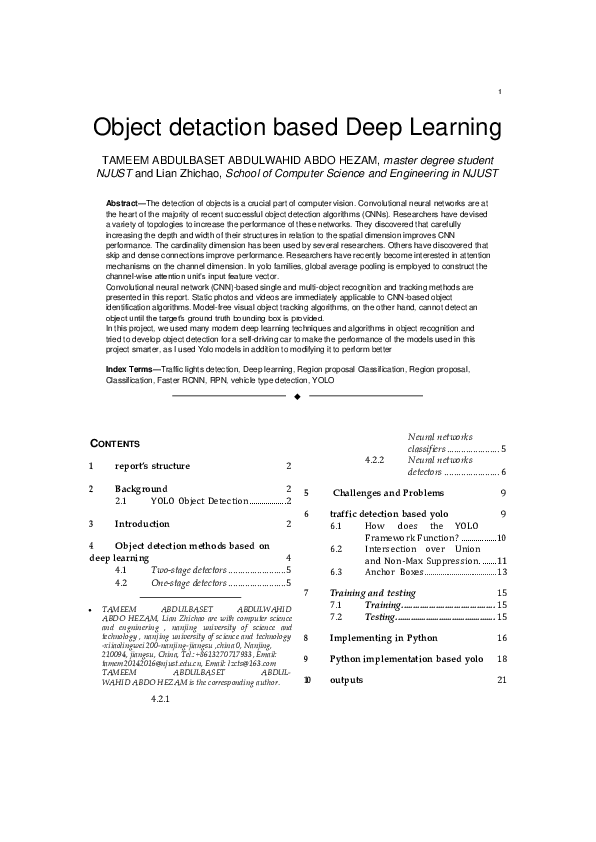 (PDF) Object detection based Deep Learning
