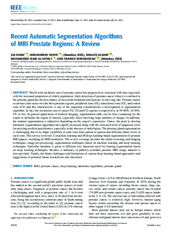 (PDF) Recent Automatic Segmentation Algorithms of MRI Prostate Regions ...