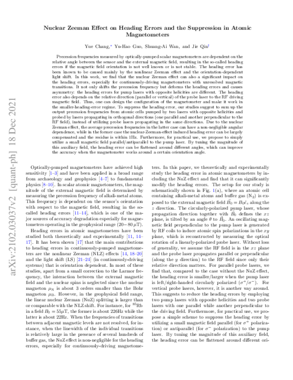 (PDF) Nuclear Zeeman Effect on Heading Errors and the Suppression in ...