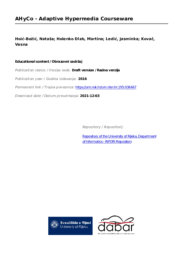 (PDF) AHyCo - Adaptive Hypermedia Courseware