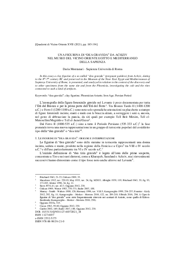 (PDF) UNA FIGURINA DI “DEA GRAVIDA” DA ACHZIV NEL MUSEO DEL VICINO ...