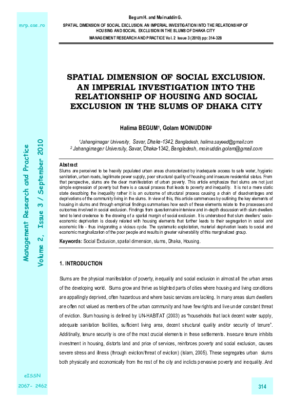 (PDF) Spatial Dimension of Social Exclusion. An Imperial Investigation ...