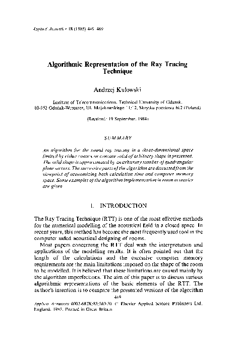 (PDF) Algorithmic representation of the ray tracing technique