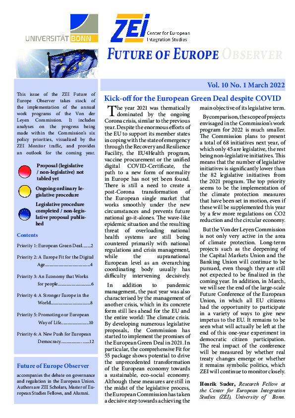 (PDF) ZEI Future of Europe Observer Vol. 10 No. 1/2022 - Kick-off for ...
