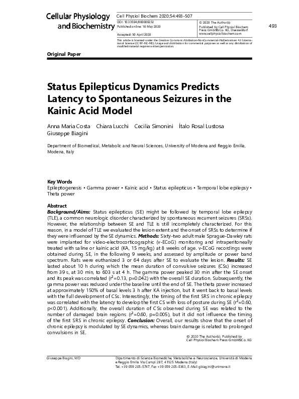 (PDF) Status Epilepticus Dynamics Predicts Latency to Spontaneous ...