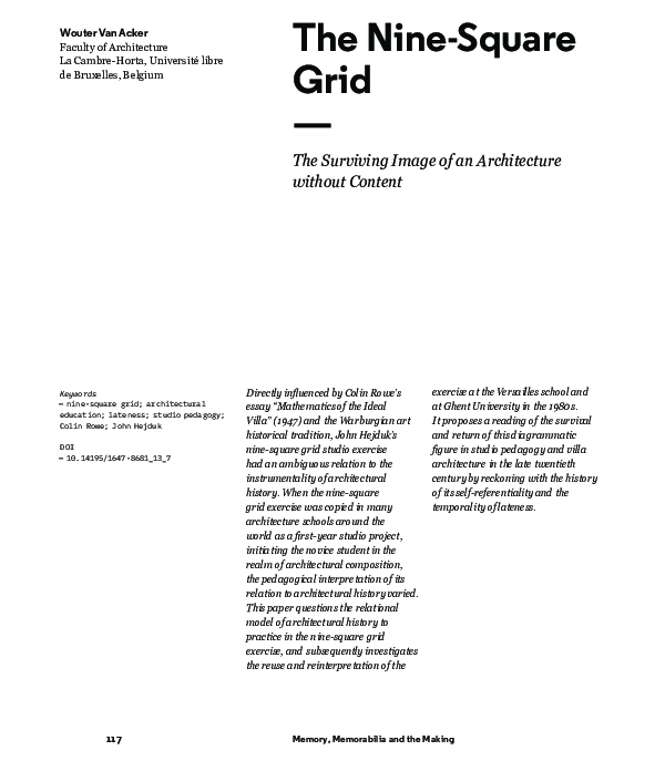 (PDF) The Nine-Square Grid — The Surviving Image of an Architecture ...