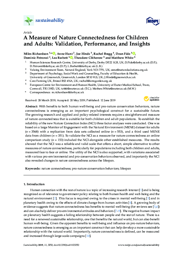 (PDF) A Measure of Nature Connectedness for Children and Adults ...