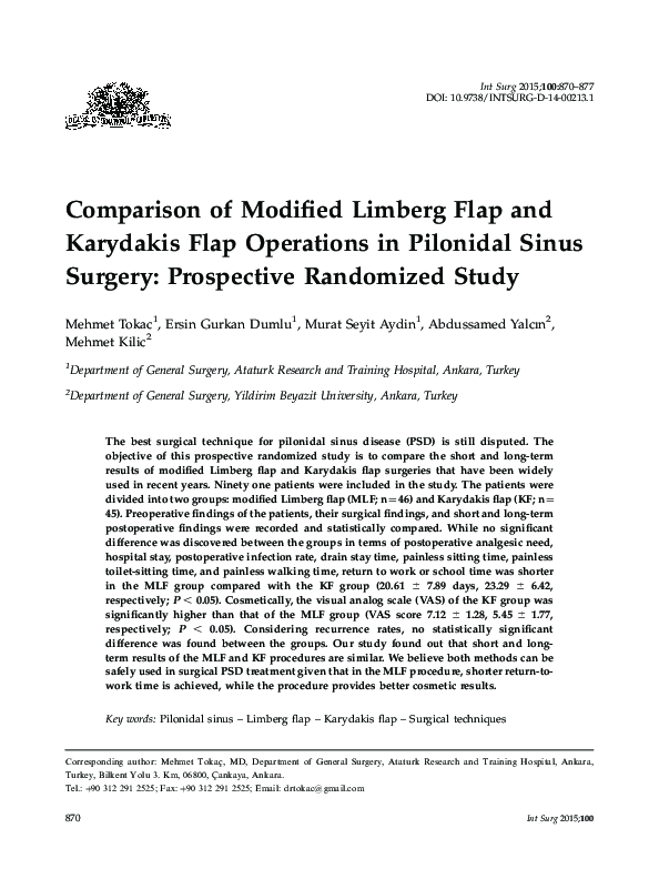 (PDF) Comparison of Modified Limberg Flap and Karydakis Flap Operations ...