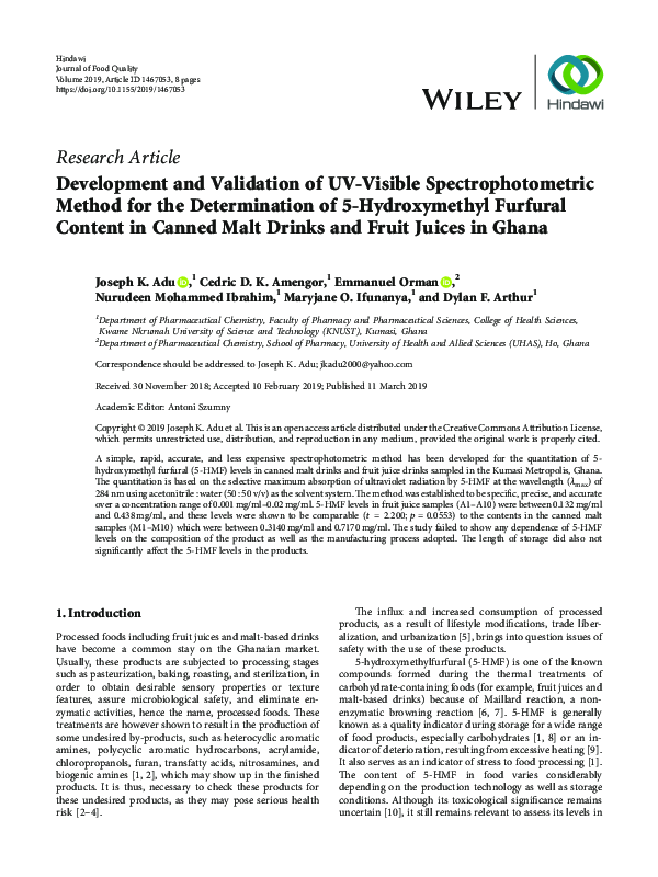 Pdf Development And Validation Of Uv Visible Spectrophotometric Method For Estimation Of
