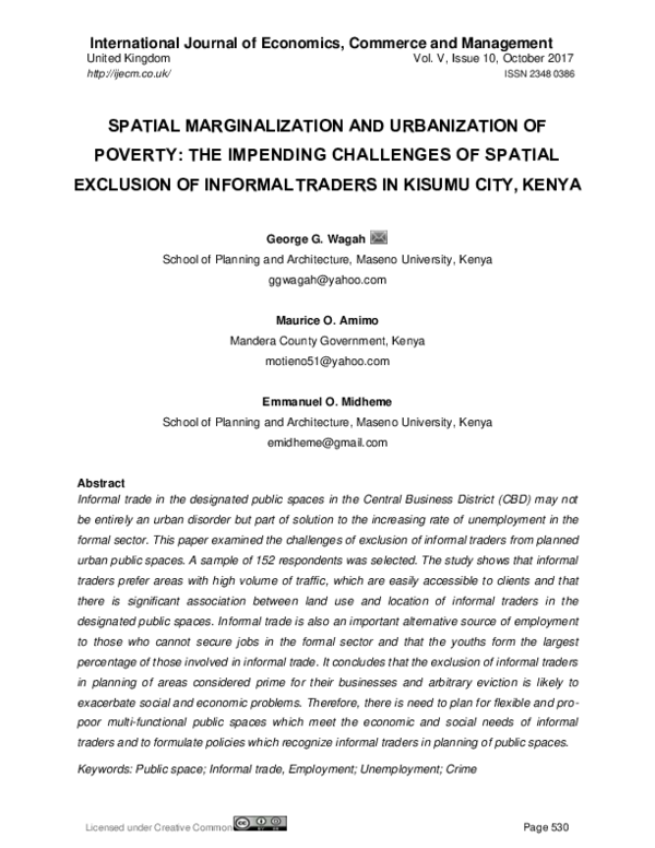 (PDF) SPATIAL MARGINALIZATION AND URBANIZATION OF POVERTY: THE ...