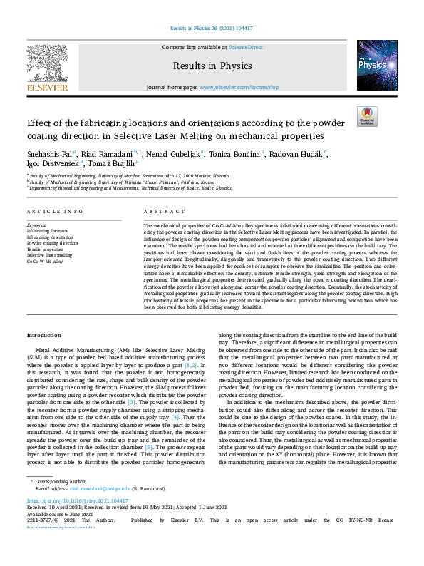 (PDF) Effect of the fabricating locations and orientations according to ...