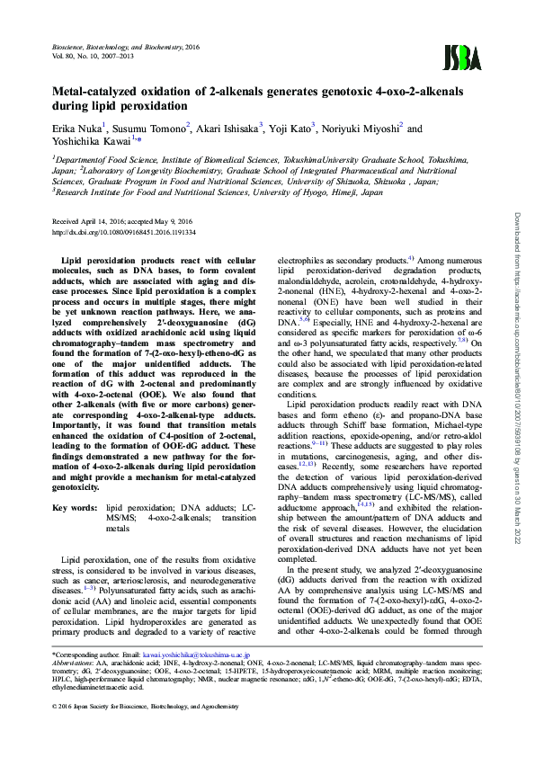(PDF) Metal-catalyzed oxidation of 2-alkenals generates genotoxic 4-oxo ...