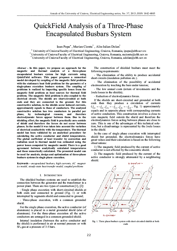 (PDF) QuickField Analysis of a Three-Phase Encapsulated Busbars System