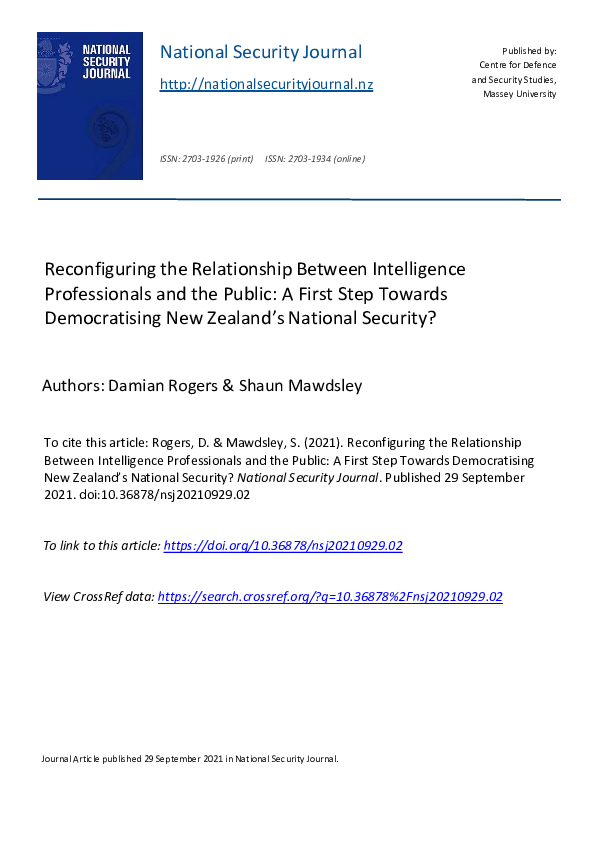(PDF) Reconfiguring the Relationship Between Intelligence Professionals ...
