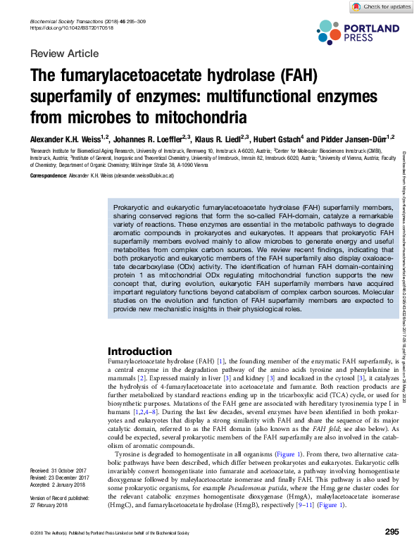 (PDF) The fumarylacetoacetate hydrolase (FAH) superfamily of enzymes ...