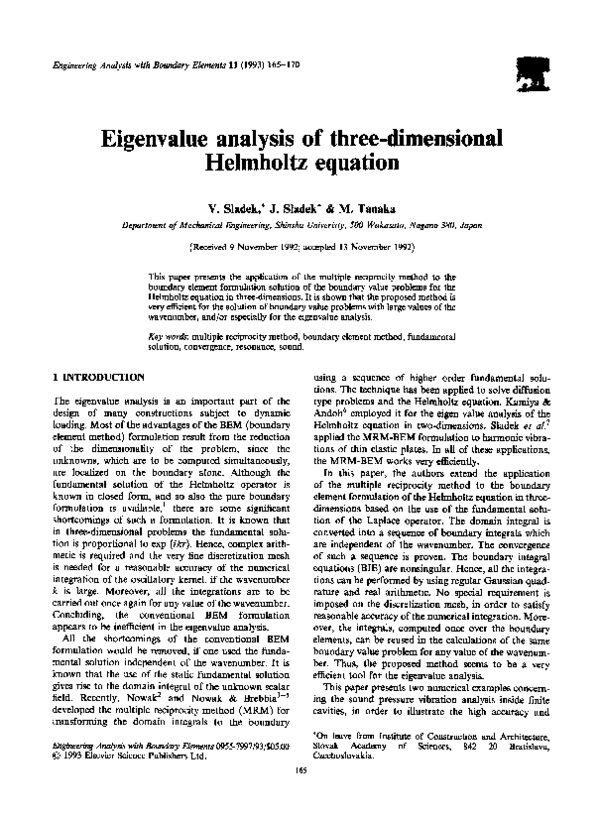 (PDF) Eigenvalue analysis of three-dimensional Helmholtz equation