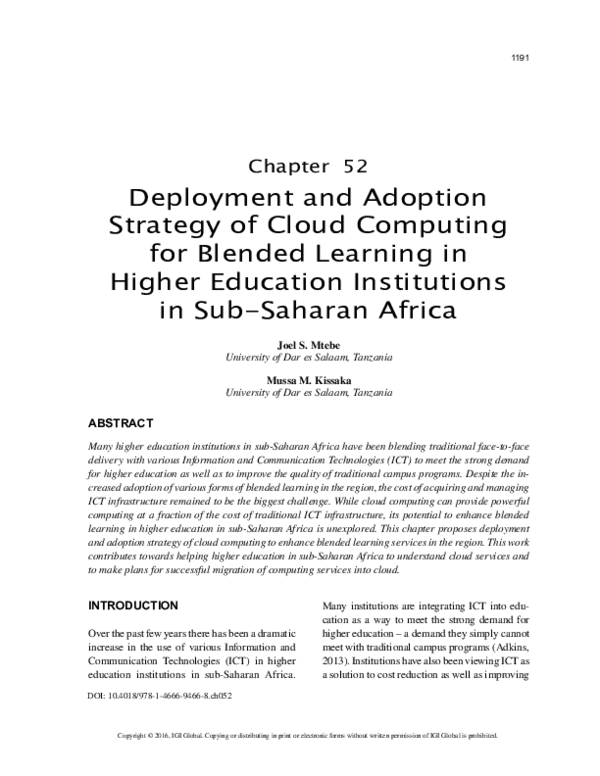 (PDF) Deployment and Adoption Strategy of Cloud Computing for Blended ...