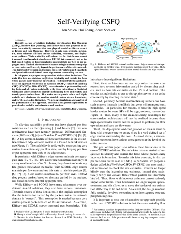 (PDF) Self-verifying CSFQ