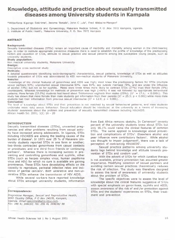 (PDF) Knowledge, attitude and practice about sexually transmitted ...