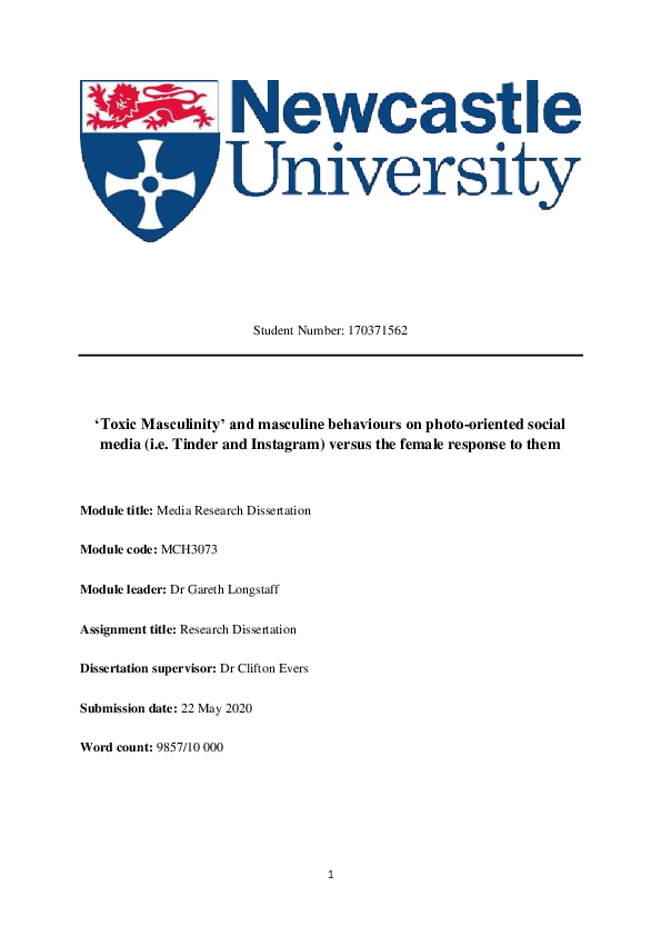 (PDF) 'Toxic Masculinity' and masculine behaviours on photo-oriented ...