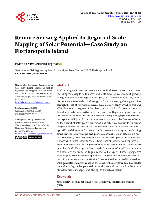 (PDF) Remote Sensing Applied to Regional-Scale Mapping of Solar ...