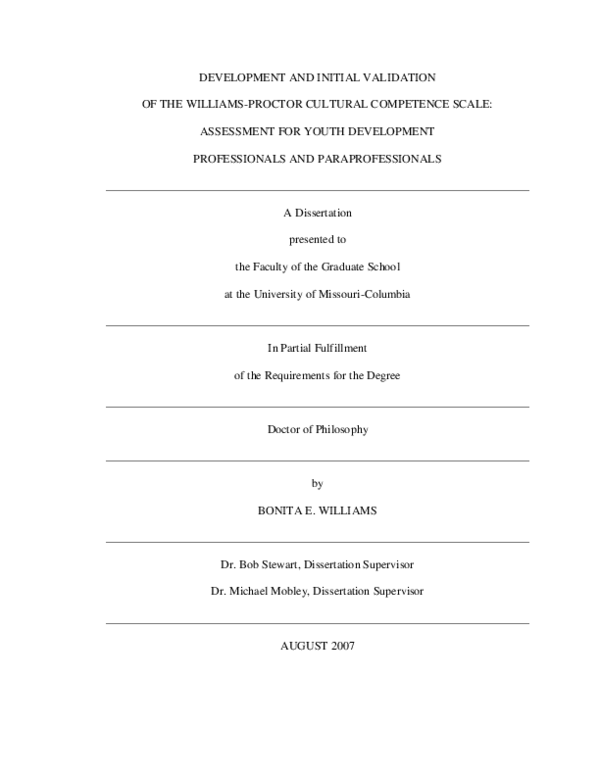 (PDF) Development and initial validation of the Williams-Proctor Cultural Competence Scale ...