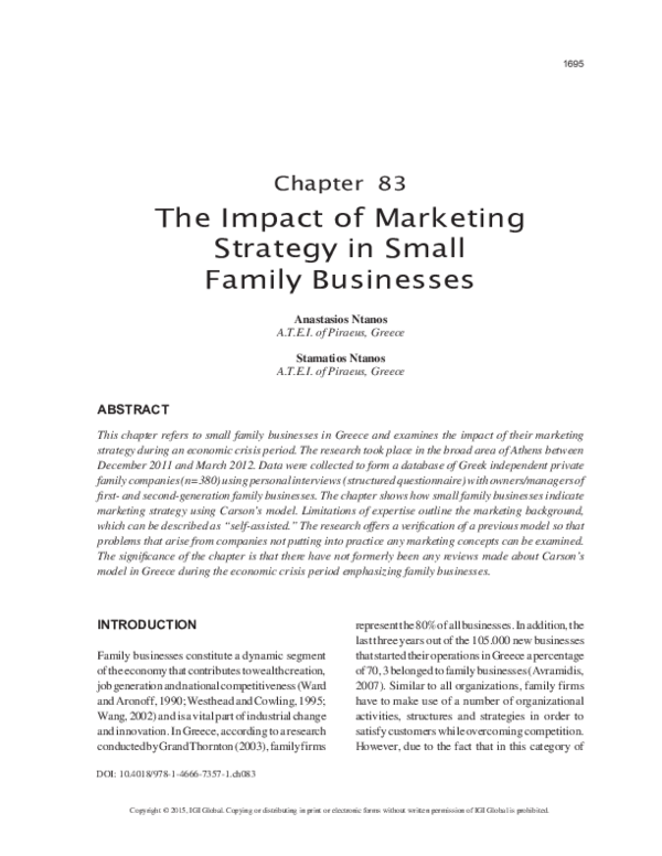 (PDF) The Impact of Marketing Strategy in Small Family Businesses