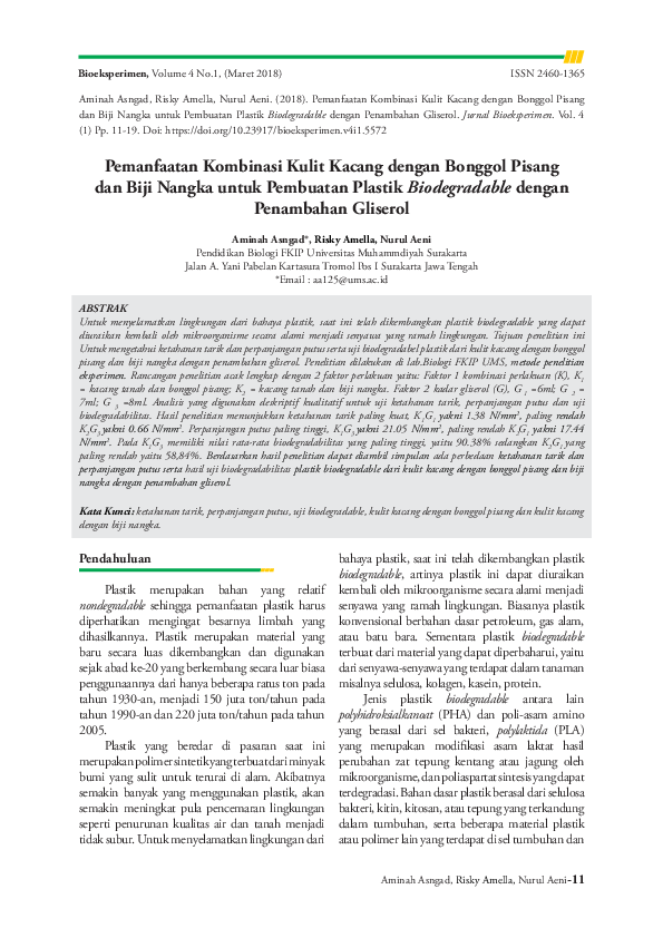 (PDF) Pemanfaatan Kombinasi Kulit Kacang Dengan Bonggol Pisang Dan Biji ...