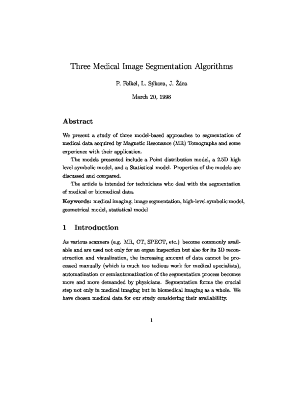 (PDF) Three Medical Image Segmentation Algorithms