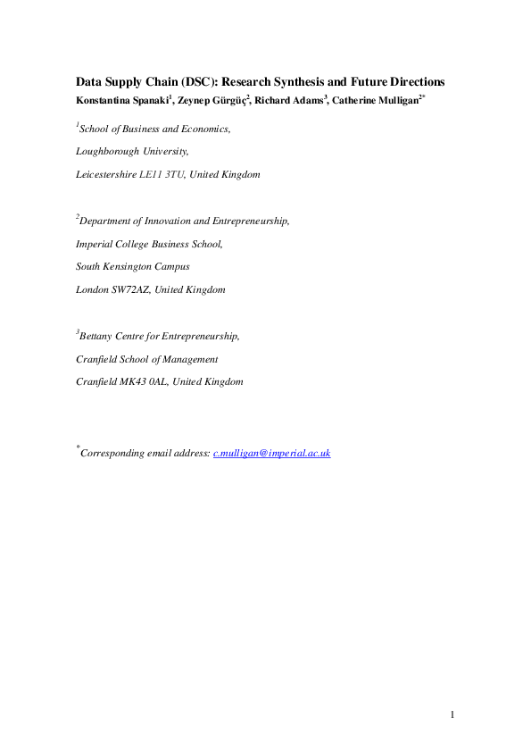 (PDF) Data supply chain (DSC): research synthesis and future directions