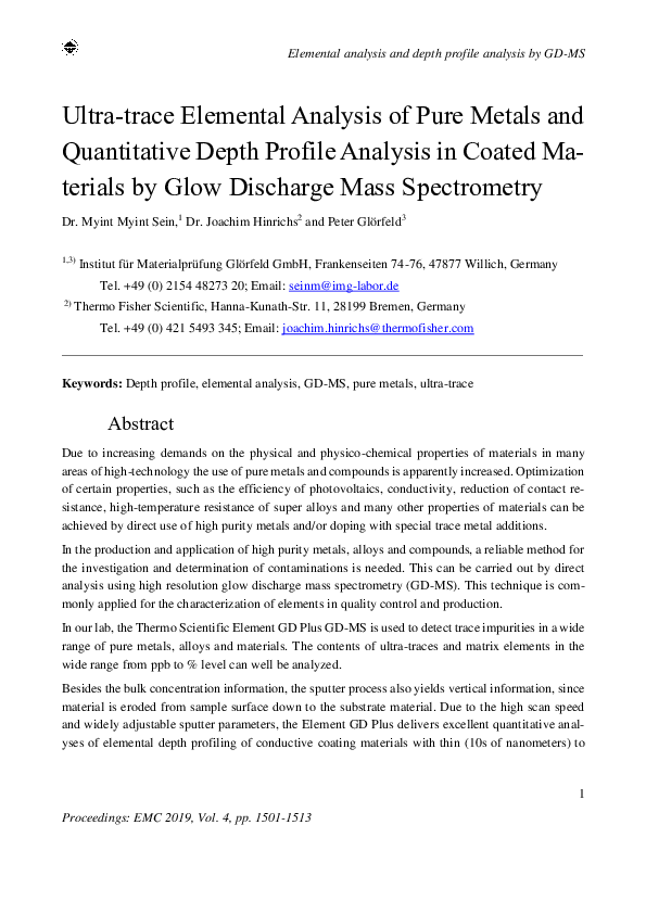 (PDF) Ultra-trace Elemental Analysis of Pure Metals and Quantitative ...