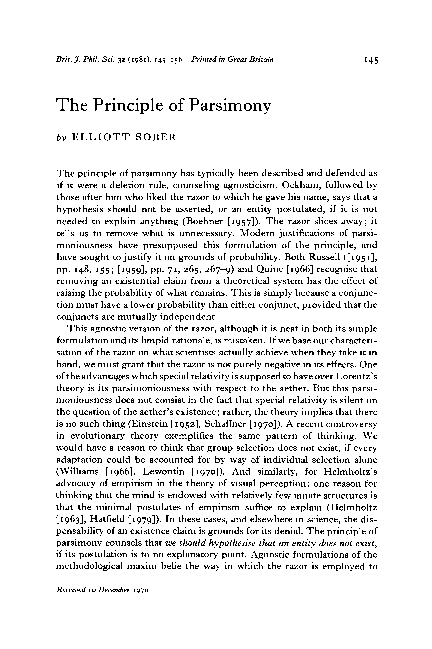(PDF) The principle of parsimony