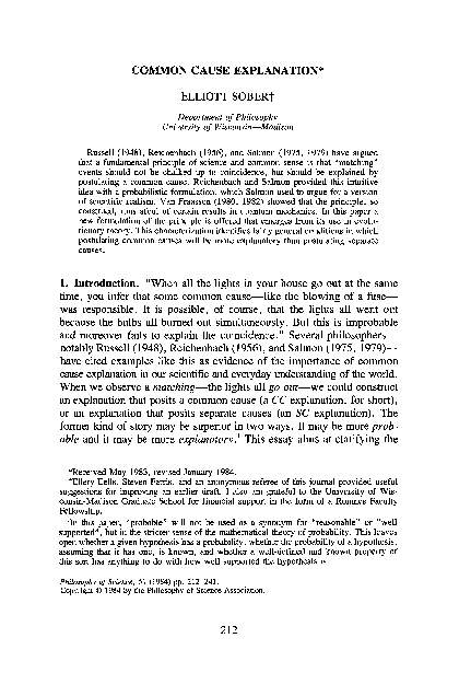 (PDF) Common cause explanation
