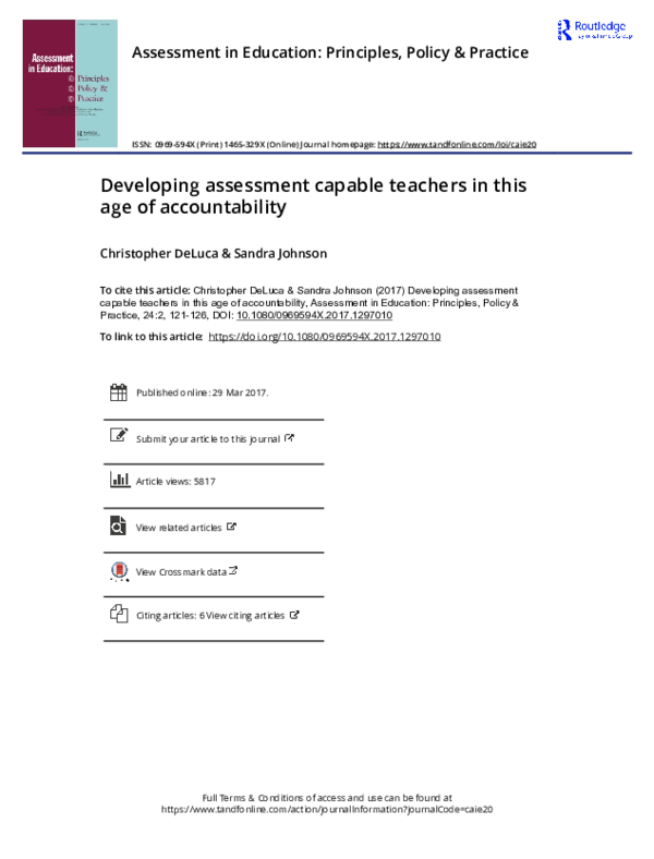 (PDF) Developing assessment capable teachers in this age of accountability