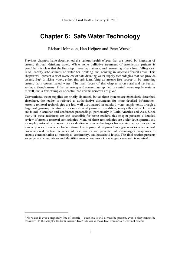 (PDF) 1 Chapter 6: Safe Water Technology