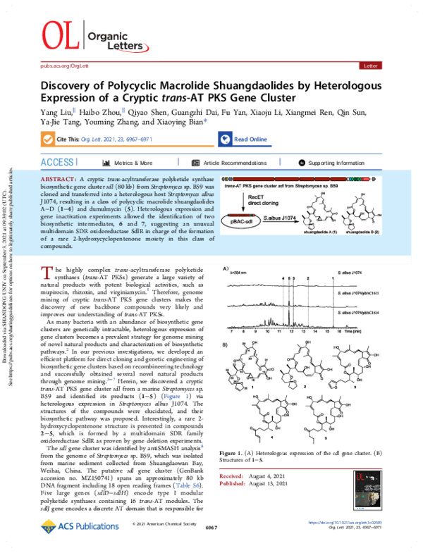 (PDF) Discovery of Polycyclic Macrolide Shuangdaolides by Heterologous ...