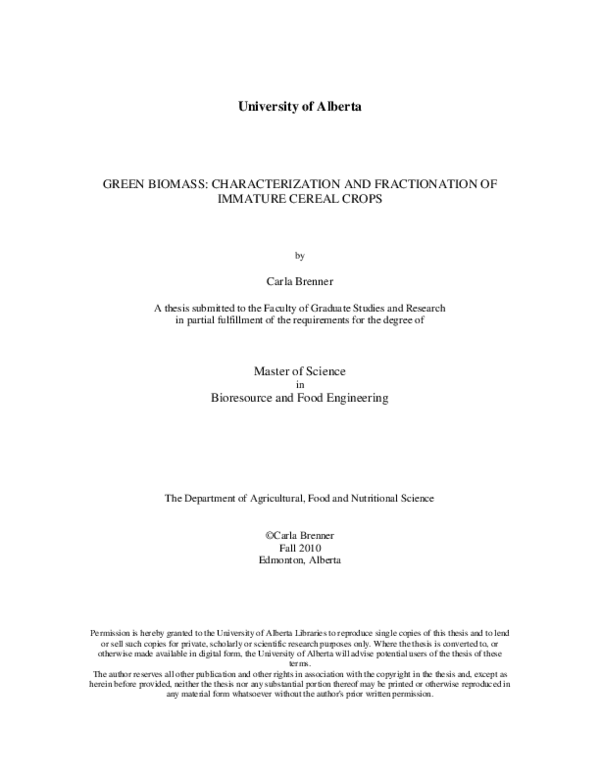 (PDF) Green biomass: characterization and fractionation of immature ...