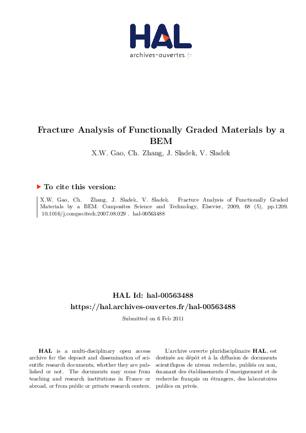 (PDF) Fracture analysis of functionally graded materials by a BEM
