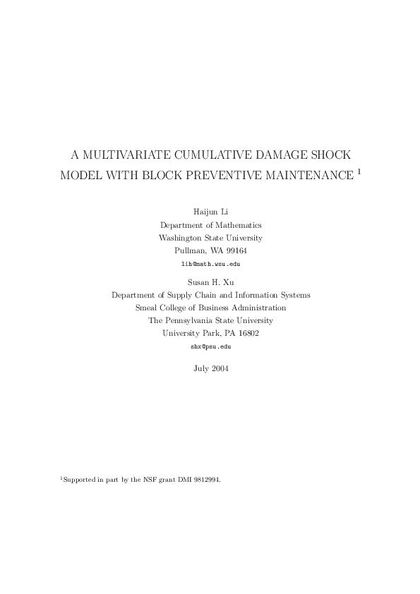 (PDF) A Multivariate Cumulative Damage Shock Model with Block ...