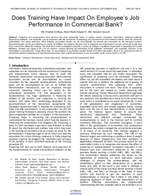 (PDF) Does Training Have Impact On Employee’s Job Performance In ...