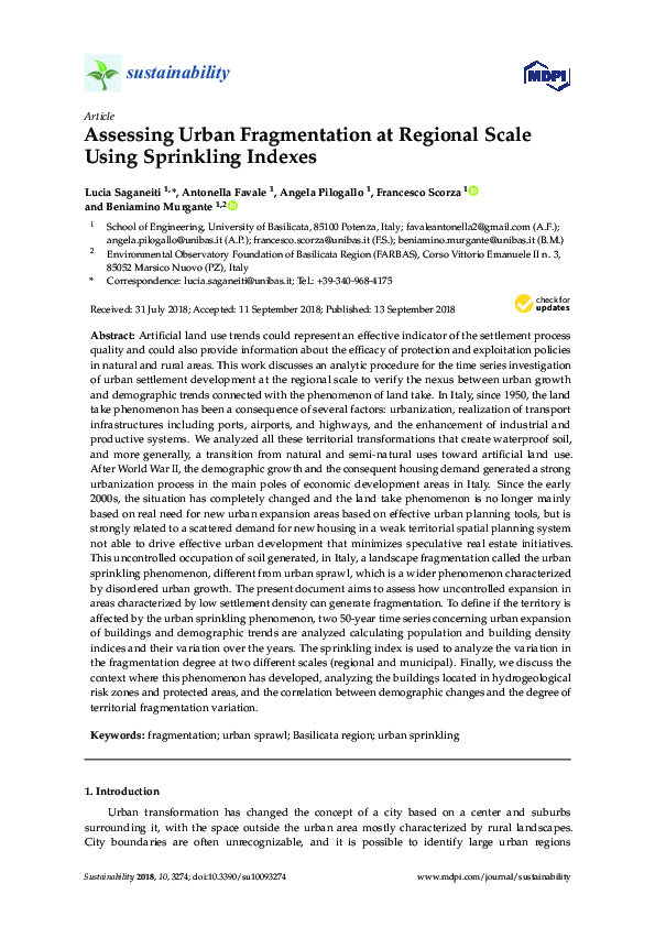 (PDF) Assessing Urban Fragmentation at Regional Scale Using Sprinkling ...