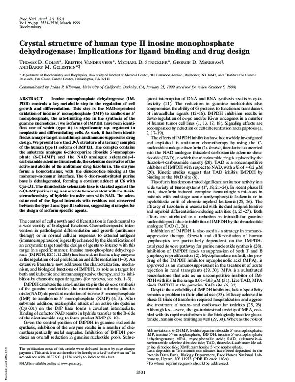 (PDF) Crystal structure of human type II inosine monophosphate ...