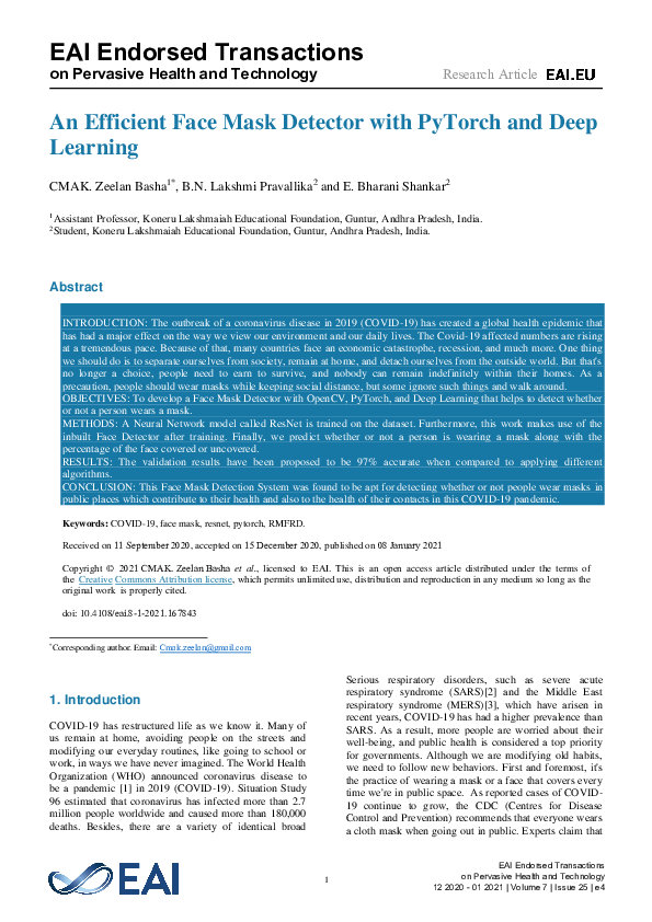 (PDF) An Efficient Face Mask Detector with PyTorch and Deep Learning