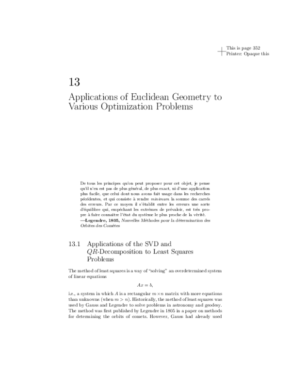 (PDF) Applications of Euclidean Geometry to Various Optimization Problems