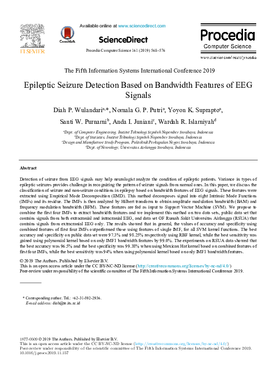 (PDF) Epileptic Seizure Detection Based on Bandwidth Features of EEG Signals