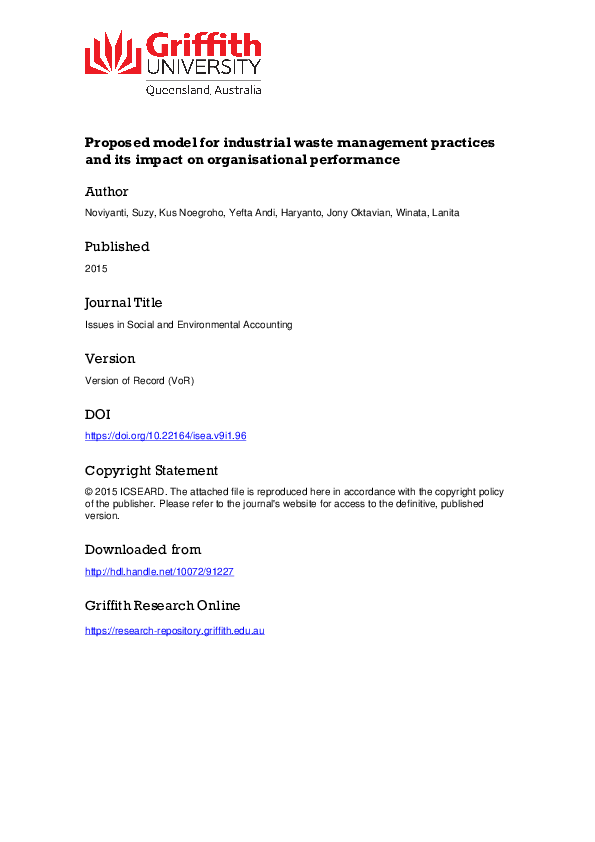 (PDF) Proposed Model For Industrial Waste Management Practices and Its ...