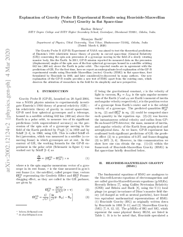(PDF) Explanation of Gravity Probe B Experimental Results using ...