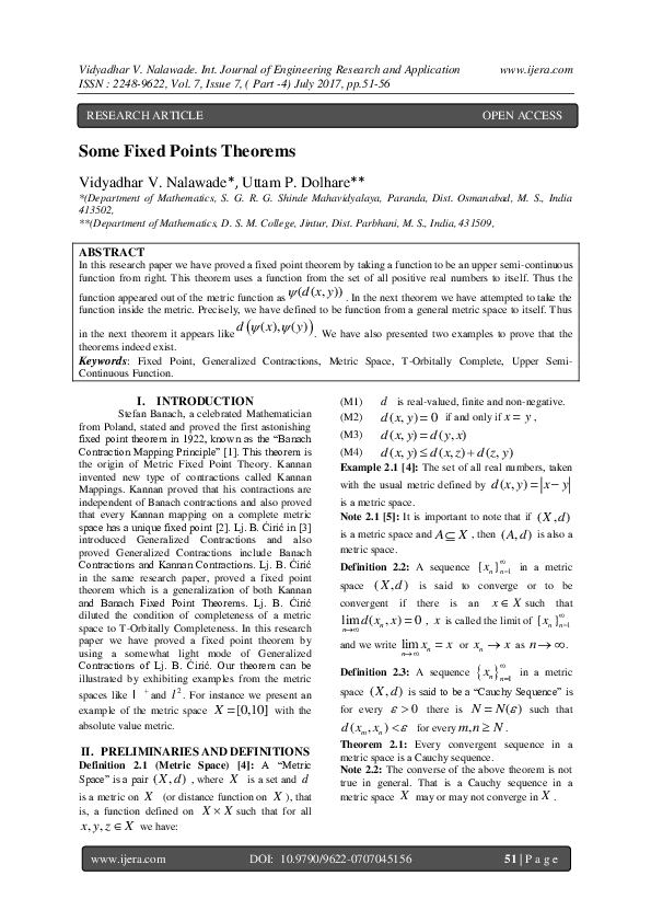 Pdf Some Fixed Points Theorems