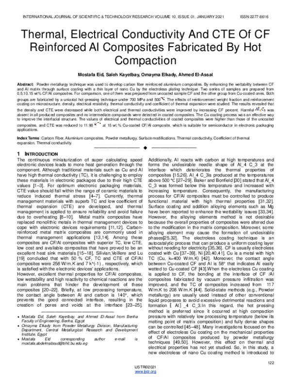 (PDF) Thermal, Electrical Conductivity And CTE Of CF Reinforced Al ...
