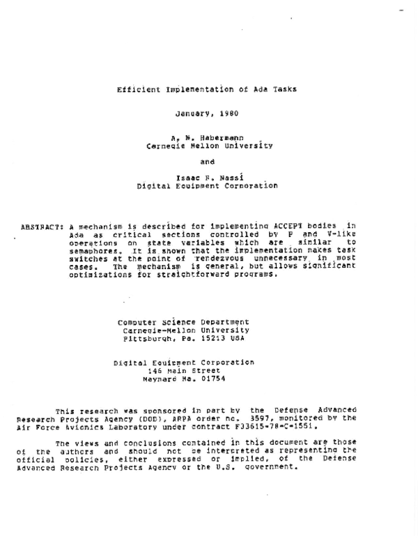 (PDF) Efficient implementation of ada tasks